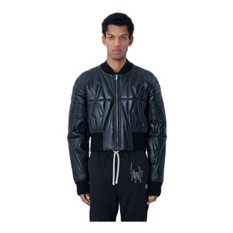 Moncler Homme, Vestes, Noir, Taille: S Geocamo Cropped Quilted Bomber Jacket