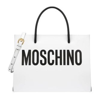 Moschino Logo-Print Leder-Tote - - Bags - Damen - Wei&szlig; - ONE SIZE
