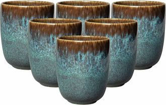 like. by Villeroy & Boch Villeroy & Boch like. by Lave Glacé Becher ohne Henkel 6er Set, 400 ml, Kaffeebecher mit einzigartiger Glasur, Skandinavisches Design, Steingut, Türki