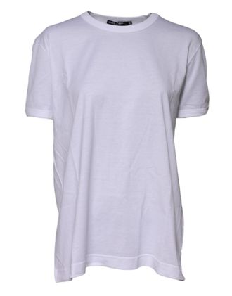 Dolce & Gabbana Womens White Cotton Goodluck 2022 Crew Neck T-Shirt