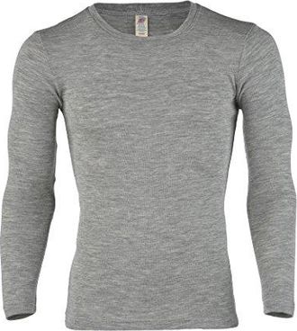 Engel Natur, T-shirt à manches longues, laine et soie pour homme - Gris - 48/50
