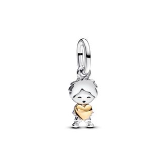 Pandora Moments Happy Boy Charm-Anh&auml;nger aus Sterling Silber mit vergoldeter Metalllegierung, Kompatibel Moments und ME Armb&auml;nder, 763602C00