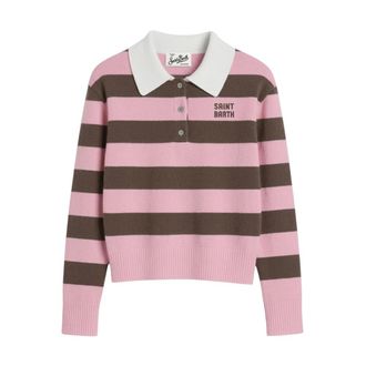 MC2 Saint Barth Pull Hadidy avec col et boutons - Femme - Tops - Rose - Taille: 40 FR