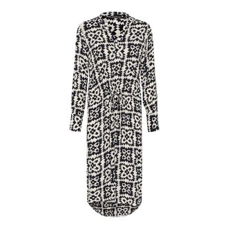 Soaked In Luxury Folklore Bedrucktes Kleid in Wei&szlig;/Marine - - Dresses - Damen - Mehrfarbig - M