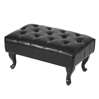 Mendler Ottomane Chesterfield, Sitzhocker Fu&szlig;ablage Hocker, Kunstleder 39x77x47cm - schwarz