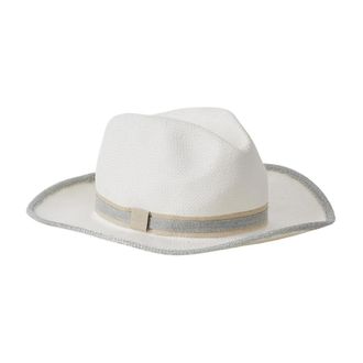 Le Tricot Perugia Silberner Panama Hut mit Metallverzierung - - Accessories - Damen - Wei&szlig; - ONE SIZE