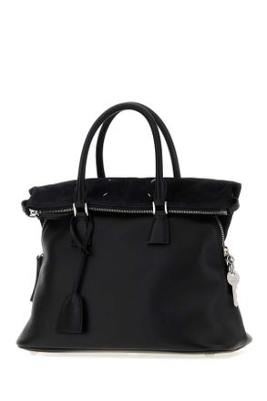 Maison Margiela Womens Black Leather Medium 5ac Soft Handbag Darkgrey Borse A Mano Bag