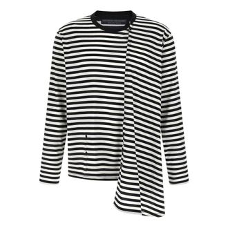 Yohji Yamamoto Gestreifter Baumwolljersey-Pullover mit Eins&auml;tzen - - Tops - Herren - Mehrfarbig - L