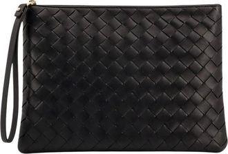 Bottega Veneta Femme, Sacs, Noir, Taille: ONE Size Pochette en cuir Intrecciato