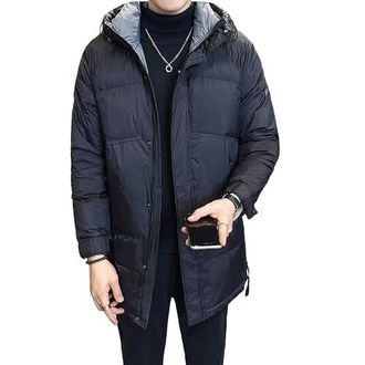 Generic Doudoune isolante &agrave; capuche pour homme - Chaude, &eacute;paisse, rembourr&eacute;e - Manteau en duvet d&eacute;contract&eacute; pour homme, Noir, 4XL