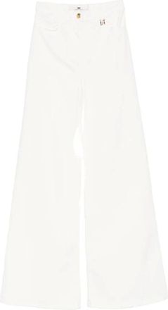 Elisabetta Franchi Femme, Pantalons, Blanc, Taille: W27 Pantalon Large Taille Haute