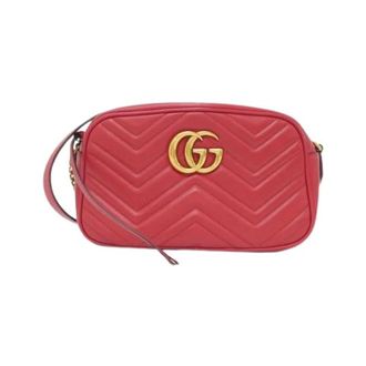 Gucci Sac bandouli&egrave;re en cuir matelass&eacute; chevron GG Marmont Pre-owned - Femme - Pre-owned - Rouge - Taille: ONE Size