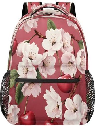 Generic Cerises Fruits Fleurs Cartables Scolaires L&eacute;ger Sacs D&Eacute;cole Antivol Sacs A Dos Pour Pc Femme Randonn&eacute;e 29X40Cm