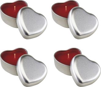noTrash2003 Kerzen-Set Herz Kerze in Metall-Dose Geschenkidee Valentinstag Vanille-Duft (4er Set)