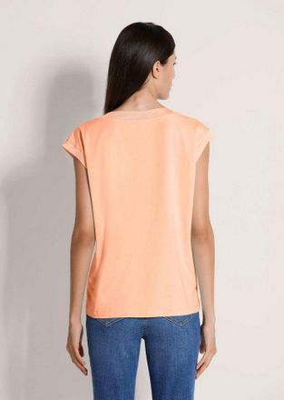 Madeleine Kurzarmshirt Sommershirt mit Rippenb&auml;ndern Basicshirt mit V-Ausschnitt, breiten Rippenb&auml;ndern und Kurzarm