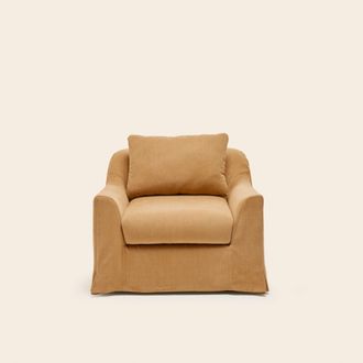 Madura Fauteuil Claribel Toile caramel - MARRON