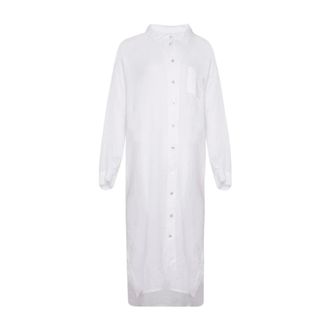 Tiffany & Co. Femme, Robes, Blanc, Taille: 36/38 FR Robe Chemise en Lin Blanc