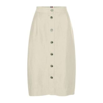 Tommy Hilfiger Midi Rock aus Leinen und Tencel - - Skirts - Damen - Grau - XL