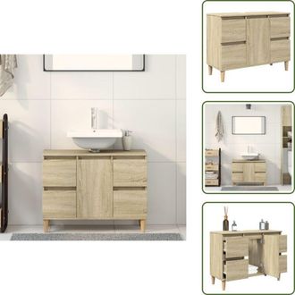 vidaXL Waschbeckenunterschrank Sonoma-Eiche 80x33x60 cm Holzwerkstoff - Waschtischunterschrank - Badezimmerm&ouml;bel - Holzschr&auml;nkchen - Spiegelschrank