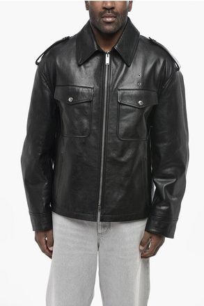 Alexander McQueen Leather Jacket With Zip Closure size 52