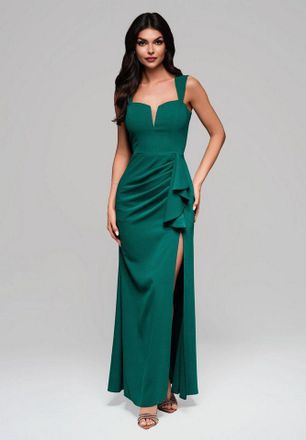 Ombre Abendkleid Elegantes Maxikleid mit V-Ausschnitt und Drapierung Hoher Schlitz auf der Seite