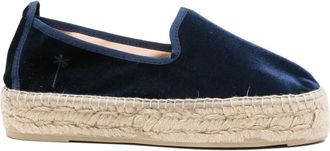 Manebì Monaco Plateau-Espadrilles aus Samt - Blau