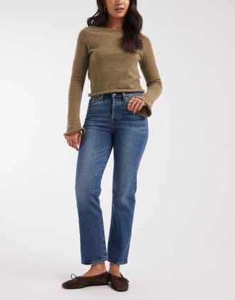 Levi's Wedgie Straight Denim-Jeans in Mittelblau