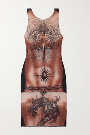 Jean Paul Gaultier Minikleid Aus Bedrucktem T&uuml;ll - Neutral