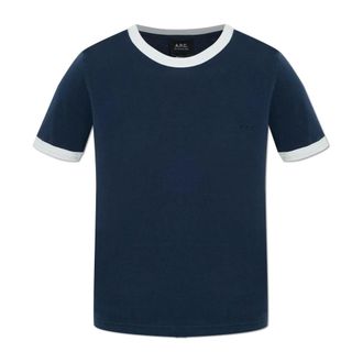 A.P.C. A.p.c., Femme, Tops, Bleu, Taille: 42 FR Logo T-shirt