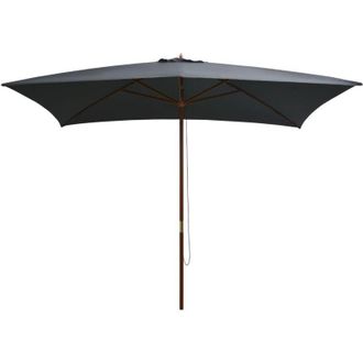 vidaXL Vidaxl - Parasol dext&eacute;rieur avec m&acirc;t en bois 200 x 300 cm Anthracite