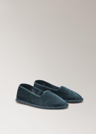 Mango Chaussons en velours bleu marine - Femme - 36 - MANGO
