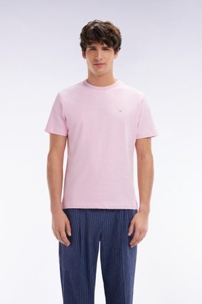 Eden Park T-shirt En Jersey De Coton Slub Rose Coupe Droite