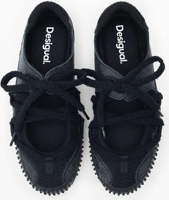 Desigual Ledersneaker zum Schn&uuml;ren in Schwarz