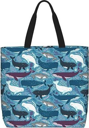 Generic Motif De Baleine Sac &Agrave; Bandouli&egrave;re R&eacute;utilisable Sacs De Courses Grand Sac A Main Femme Pour Voyage Universit&eacute; Travail