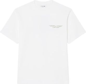 Lacoste Homme, Tops, Blanc, Taille: M T-shirt &Eacute;pais en Coton Brod&eacute;