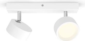 Philips Bracia 2-er LED Spots (11 W), zweiflammige Wandspots mit warmweißem Licht, energiesparende Raumbeleuchtung mit langer Nutzlebensdauer, weiß