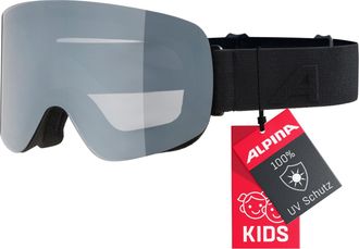 Alpina PENKEN - verspiegelte, beschlagfreie, rahmenlose Skibrille mit 100% UV-Schutz f&uuml;r Erwachsene - black matt - one size