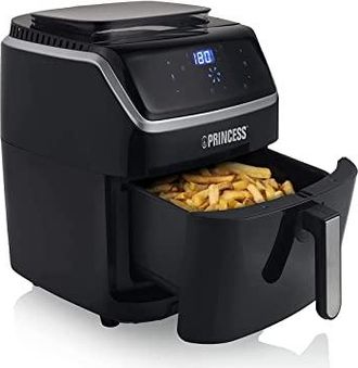 Princess Dampf-Heißluftfritteuse, 2-in-1 Dampfgarer & Airfryer, 62,2 Prozent weniger Energieverbrauch, 6,5 L Volumen, 8 Programme, für bis zu 9 Personen, Ø 23,