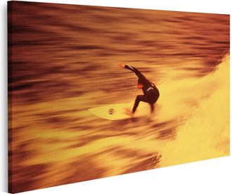 Islandburner Prime Bild auf Leinwand Surfer Auf Welle Bei Sonnenuntergang - Leinwand 100x57cm