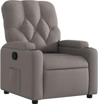vidaXL Fauteuil Inclinable, Chaise de Relaxation avec Porte-gobelets, Siège avec Dossier et Accoudoirs Salle de Séjour, Moderne, Taupe Tissu