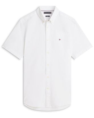 Tommy Hilfiger Unifarbenes Kurzarmhemd mit kleiner Flag-Stickerei in