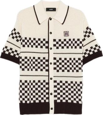 Amiri Homme, Pulls, Beige, Taille: M Checkered Mesh Shirt