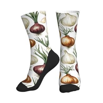 Generic Motif Oignon Mignon Chaussettes Mi-Mollet Légères Chausettes Doux Chaussettes Femme Pour Homme Trekking Travail 40Cm