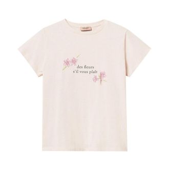 Twinset Femme, Tops, Rose, Taille: 40 FR T-shirt &agrave; Manches Courtes et Col Rond avec Imprim&eacute; Slogan