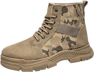 Generic Chaussures pour Hommes Baskets Montantes R&eacute;tro Camouflage Chaussures &Agrave; Lacets Plates Semelle Antid&eacute;rapant Tendances Chaussures de Randonn&eacute;e D&eacute;contract