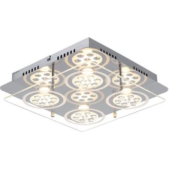 Esto Deckenleuchte Deckenlampe Kristallleuchte Wohnzimmerlampe, 4 flammig, Kristalloptik, Metall Glas chrom klar satiniert, 4x led 5W 1400Lm 3000K, HxLxB