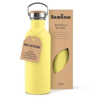 Bambaw Gourde Inox 750 ml, Gourde Sport Jaune, Bouteille dEau Non-Isotherme, R&eacute;utilisable, Randonn&eacute;e 750 ml - Jaune Imp&eacute;rial