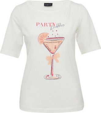 s.Oliver Kurzarmshirt T-Shirt Jersey-T-Shirt mit Frontprint und Schmucksteinen