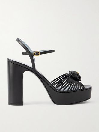 Valentino Garavani Sandales Plates-formes En Cuir &Agrave; Ornements Royal 115 - Noir