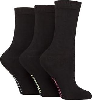 SockShop Wildfeet Femme Plaine Bambou Chaussettes paquet de 3 (FR/ES, Num&eacute;rique, 37, 42, Taille normale, Taille normale, Contraste noir)